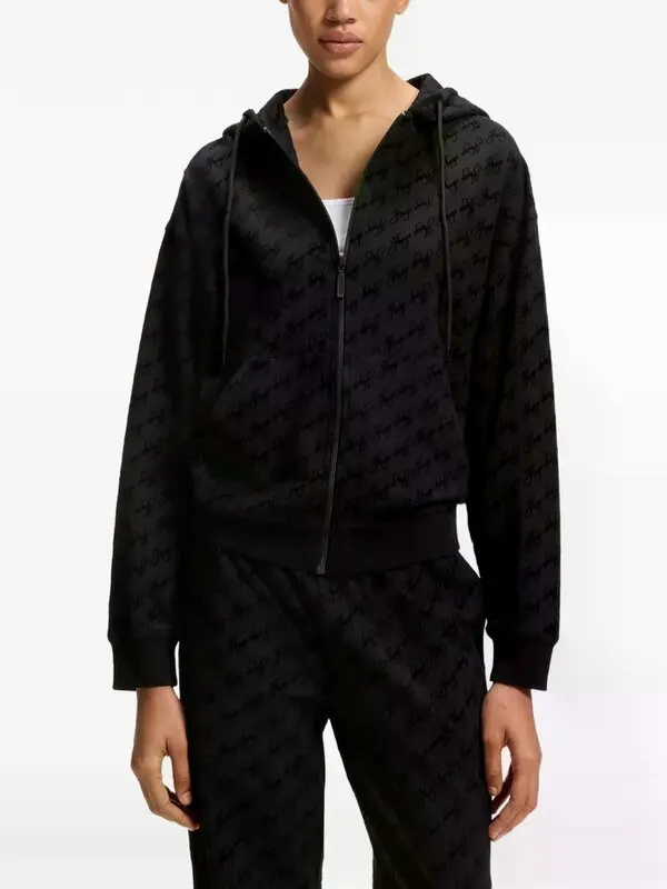 Hugo Relaxed-fit Hooded Jacket With Flocked-logo Print