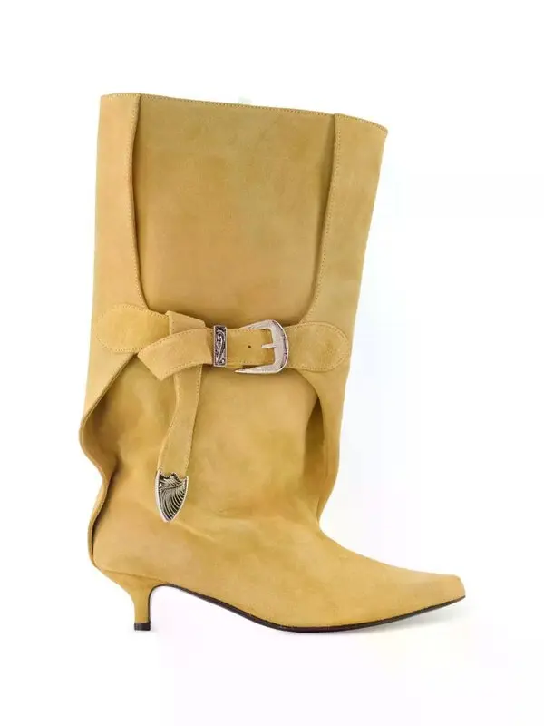 Toga Buckled Suede Boots - Neutrals