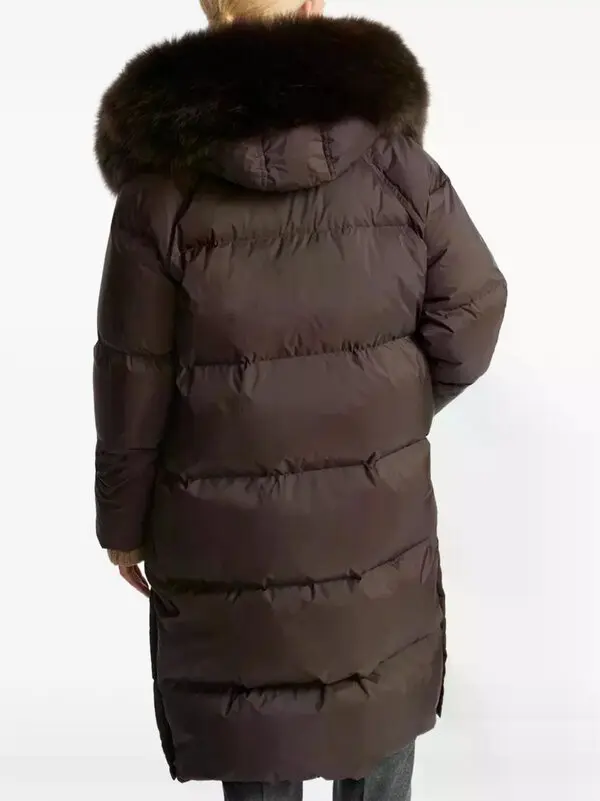 YVES SALOMON Wool-trim Hooded Long Coat