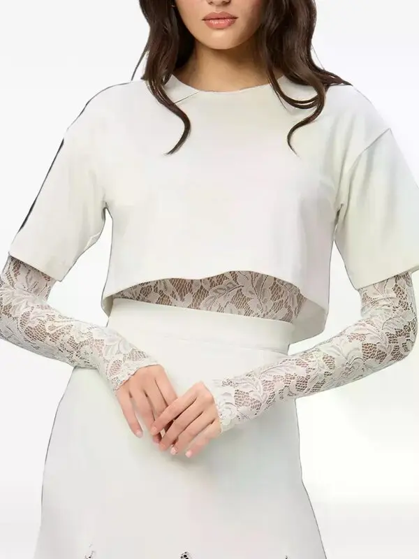 HAMZA Osaka Lace-panelled Cropped Top - White