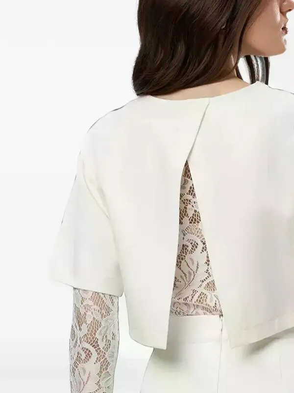 HAMZA Osaka Lace-panelled Cropped Top - White