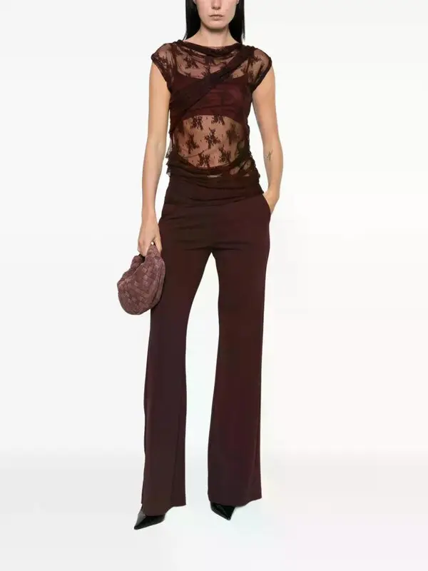 Imperial Draped Lace Top - Red