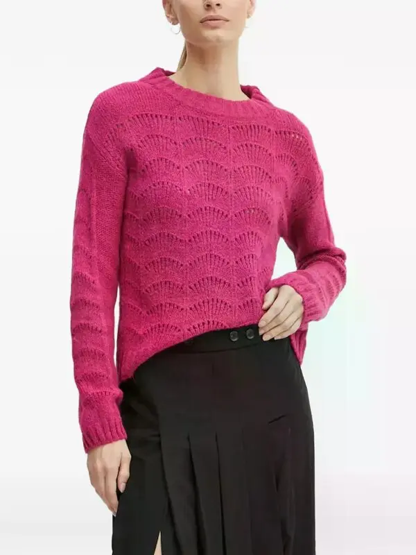 MORGAN Pointelle-knit Scalloped Sweater
