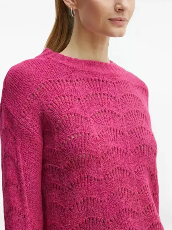 MORGAN Pointelle-knit Scalloped Sweater