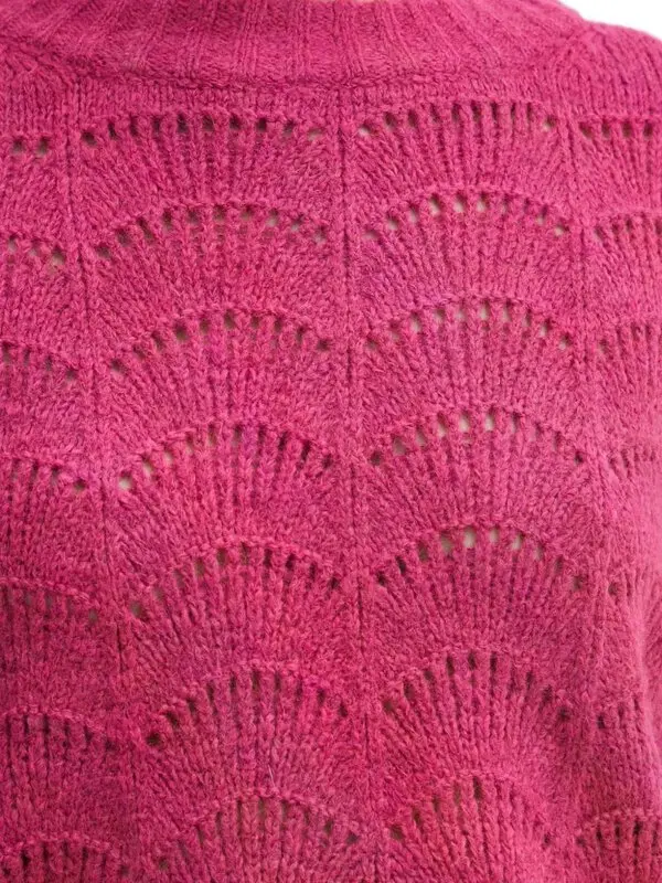 MORGAN Pointelle-knit Scalloped Sweater