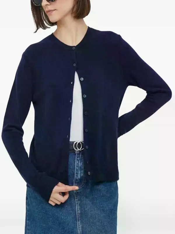 BENETTON Button-up Fine Knit Cardigan - Blue