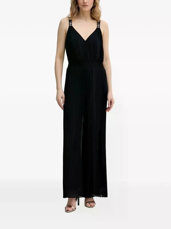 MORGAN V-neck Pleated Jumpsuit - Blue