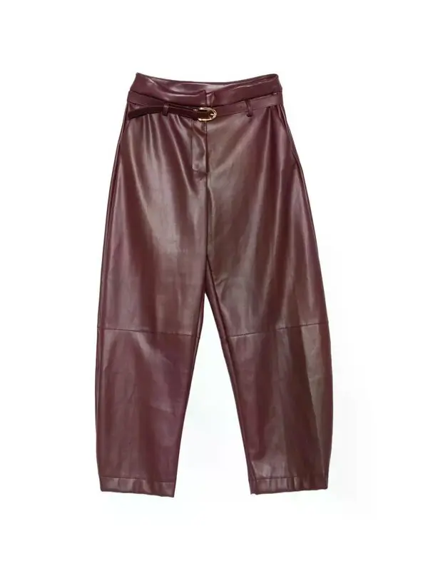 Imperial Belted Faux-leather Trousers