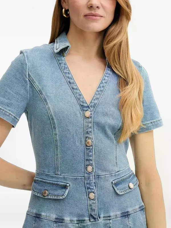 MORGAN Pleated Button-front Mini Dress