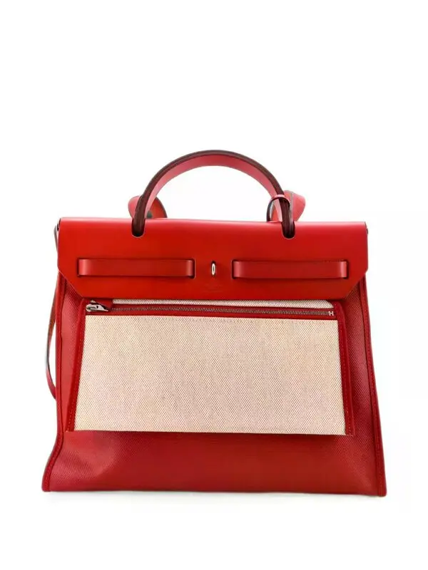 Hermès Herbag Zip Berline Vache Canvas And Leather 31 Shoulder Bag