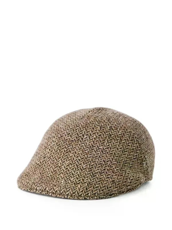 Brunello Cucinelli Dazzling & Sparkling Virgin Wool Chevron Flat Hat - Brown