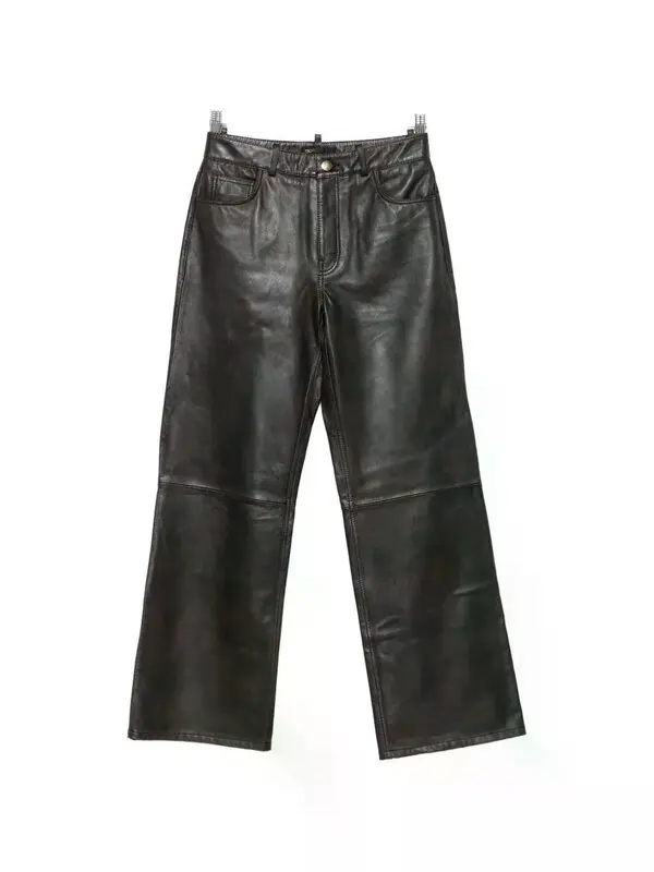 Maje Leather Straight-leg Trousers