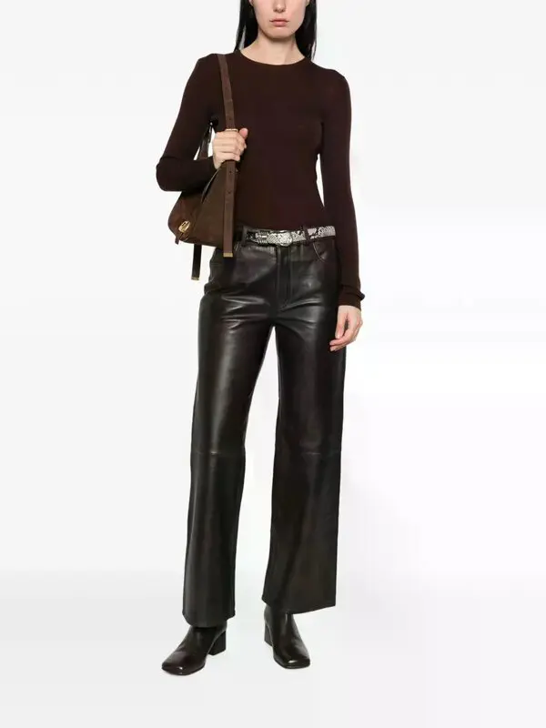 Maje Leather Straight-leg Trousers
