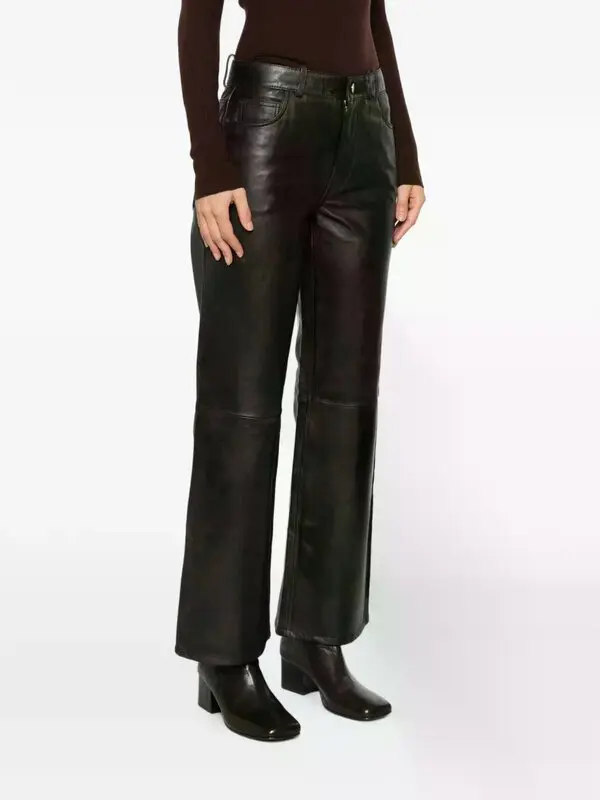 Maje Leather Straight-leg Trousers