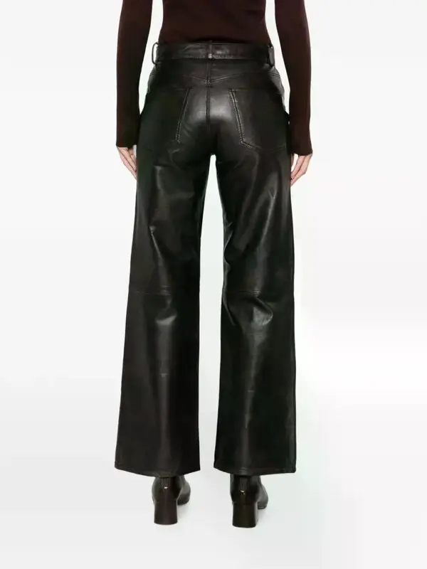 Maje Leather Straight-leg Trousers