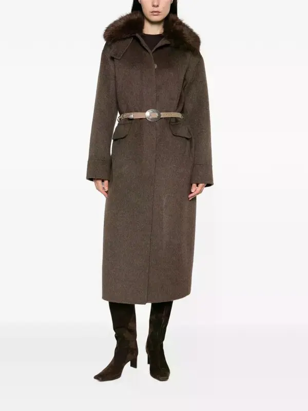 Maje Faux-fur Collar Single-breasted Coat