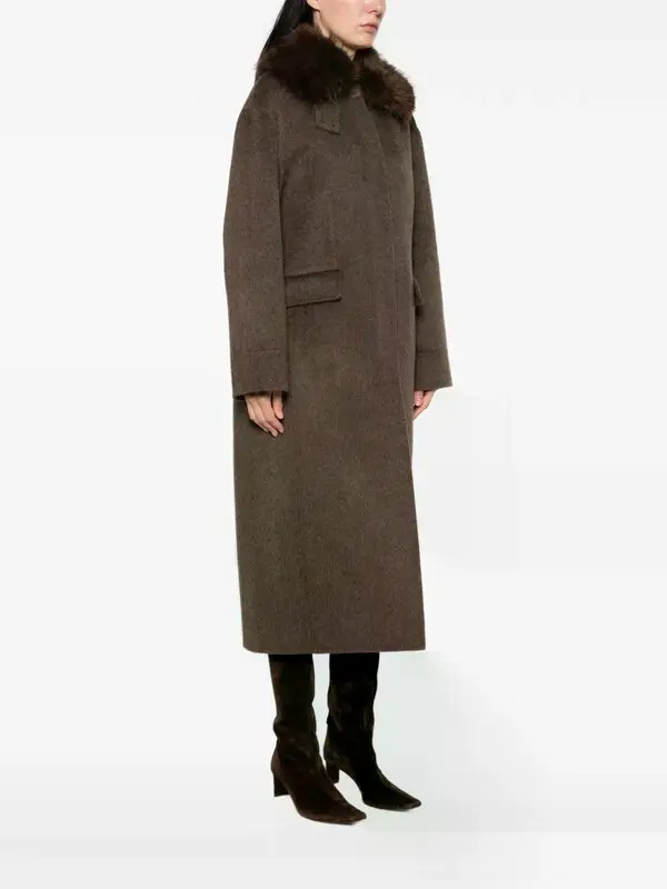 Maje Faux-fur Collar Single-breasted Coat