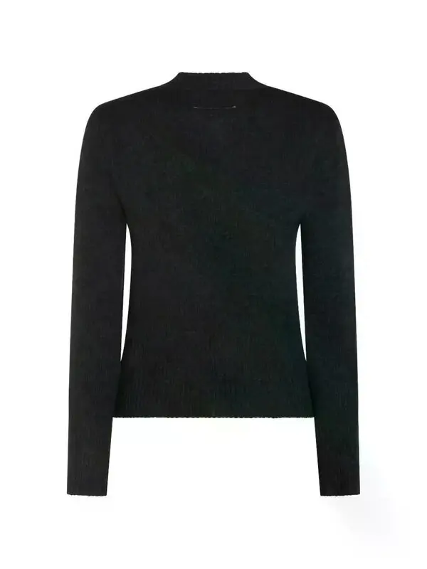 MAISON MARGIELA Logo-embroidered Crew Neck Sweater - Black