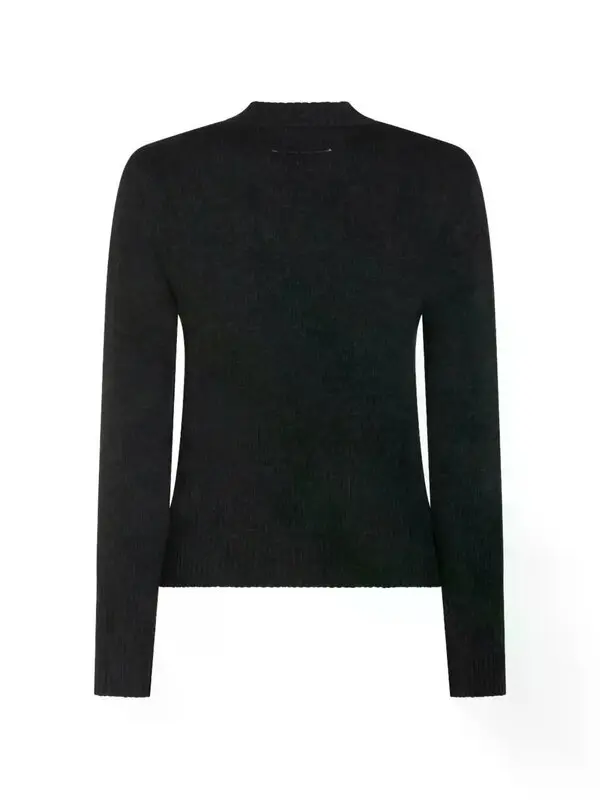 MAISON MARGIELA Logo-embroidered Crew Neck Sweater - Black