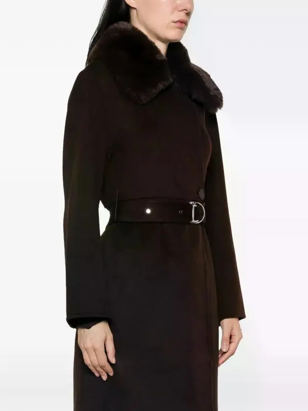 Maje Faux-fur Collar Belted Coat