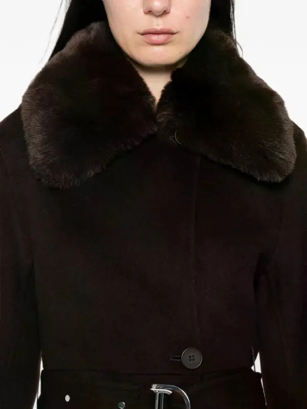 Maje Faux-fur Collar Belted Coat