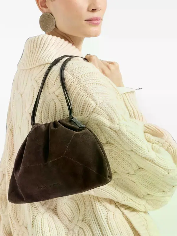 Brunello Cucinelli Monili-embellished Suede Clutch Bag