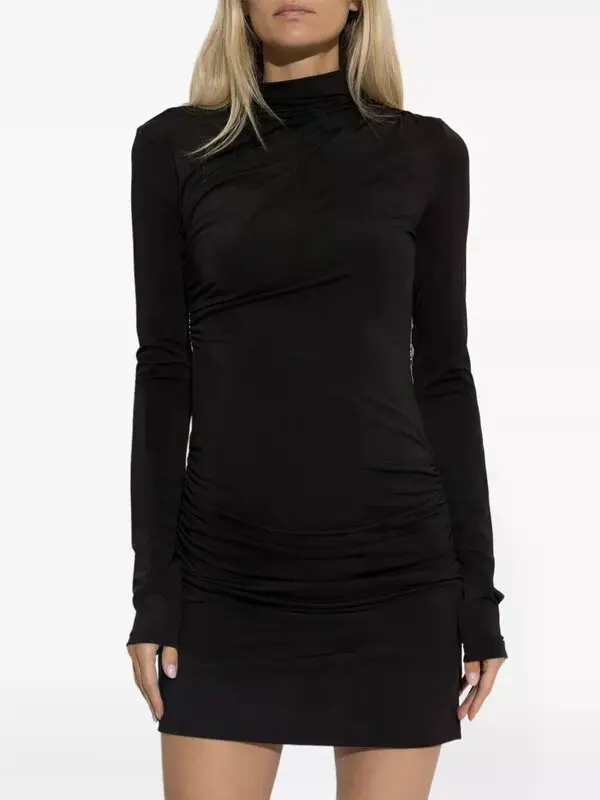 Off-White Ruched Long-sleeve Mini Dress