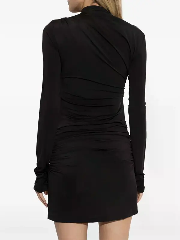 Off-White Ruched Long-sleeve Mini Dress