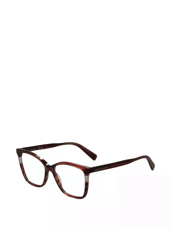 Longchamp Striped Rectangle Eyeglasses - Red