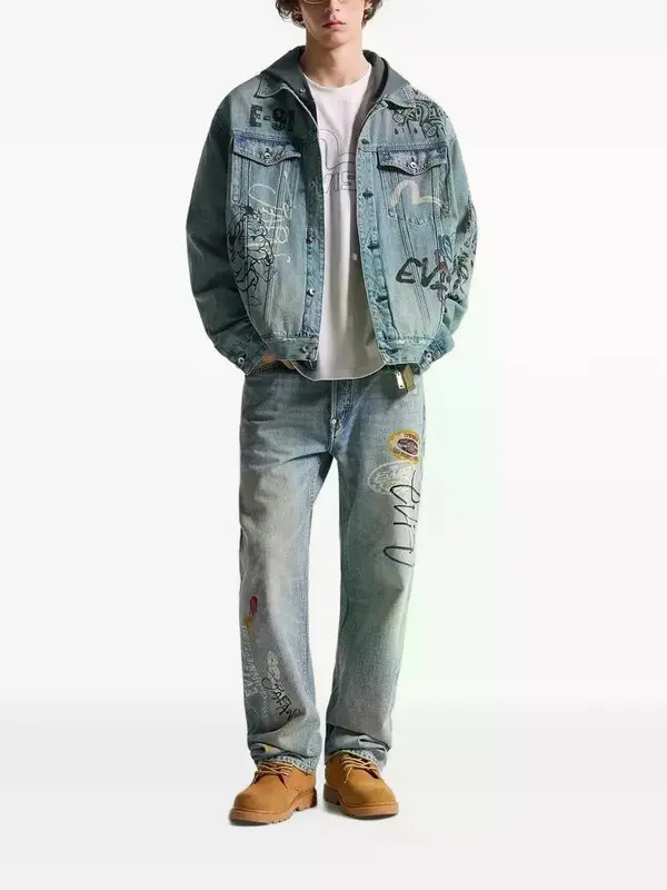EVISU Fortune Theme Hand-painted Denim Jacket