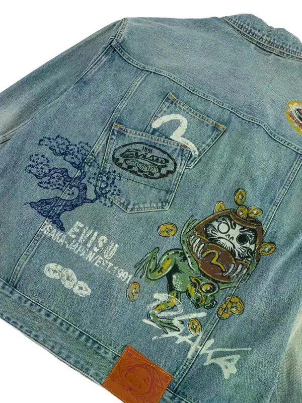 EVISU Fortune Theme Hand-painted Denim Jacket