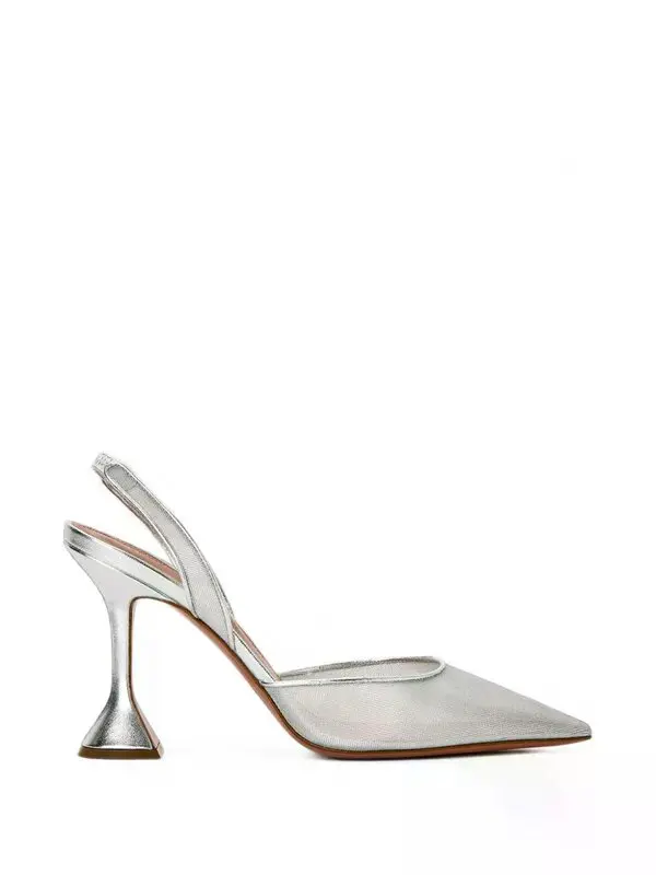 Amina Muaddi Holli Mesh Pumps - Silver