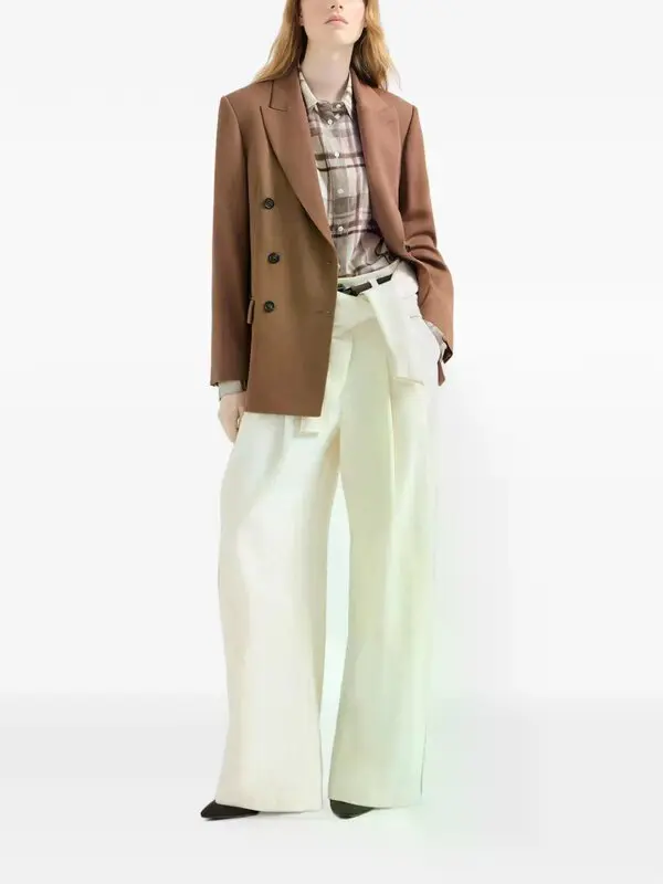 Brunello Cucinelli Silk Pongée Shirt In Macrocheck Print