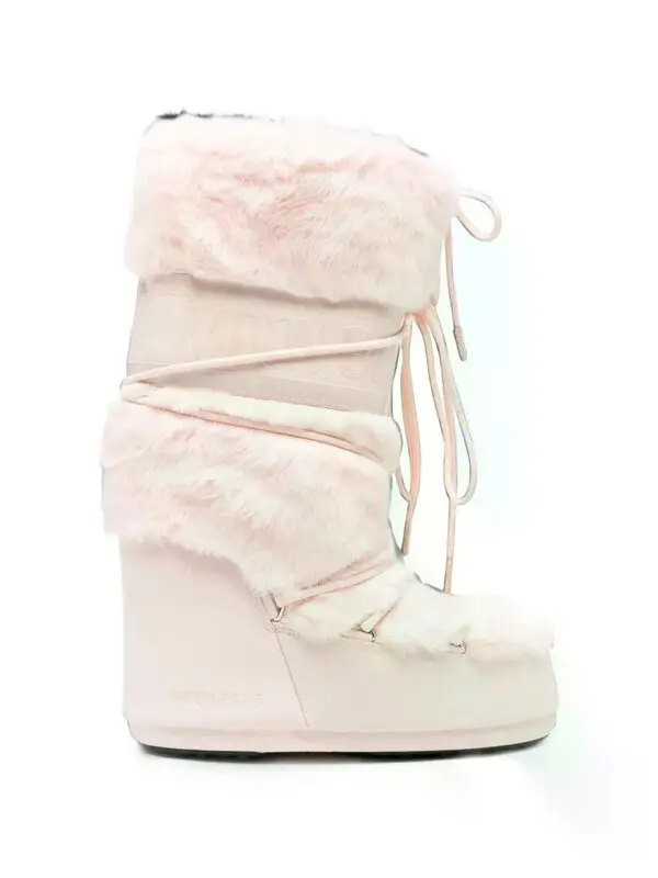 Moon Boot Faux-fur Lace-up Boots - Pink