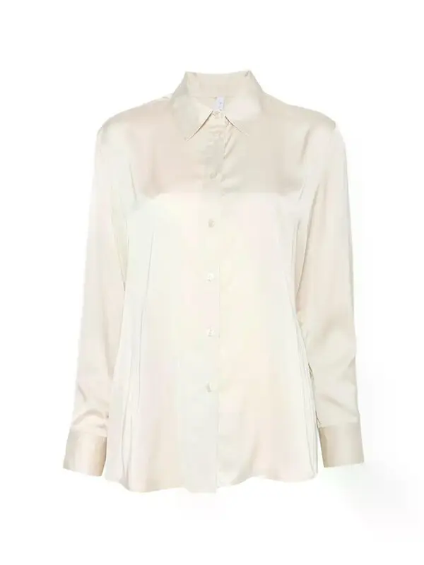 Imperial Belted Satin-finish Shirt - Neutrals