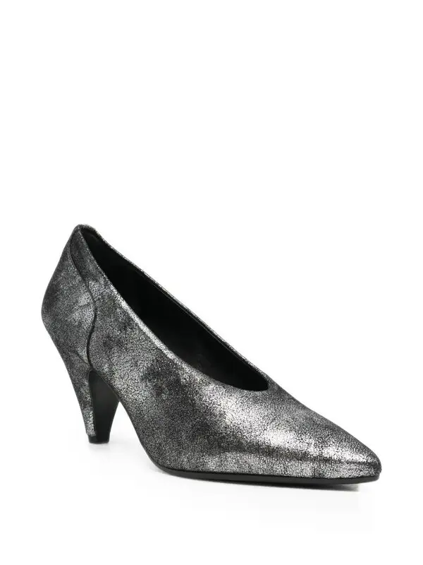 DEL CARLO Crackle-effect Pointed-toe Pumps