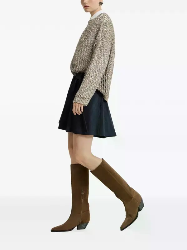 Brunello Cucinelli Monili Chevron Shorts With Belt