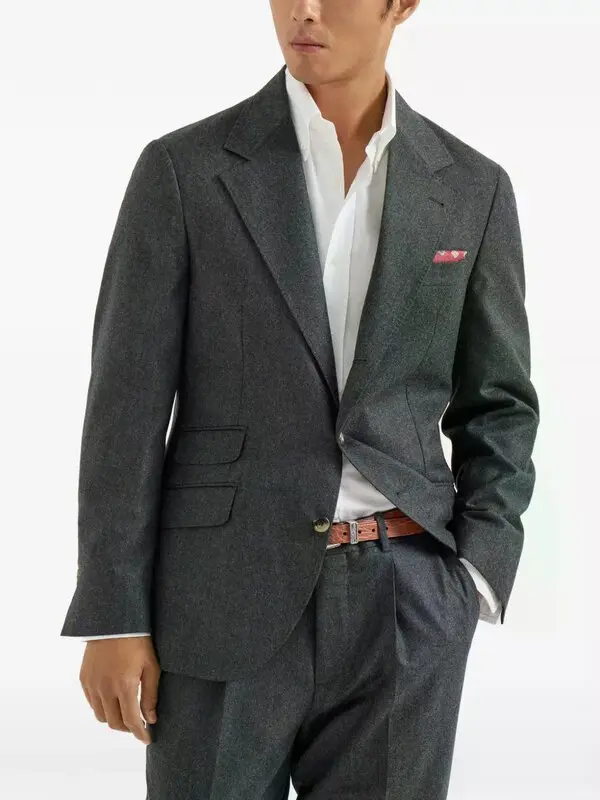 Brunello Cucinelli Virgin-wool Flannel Deconstructed Cavallo Blazer
