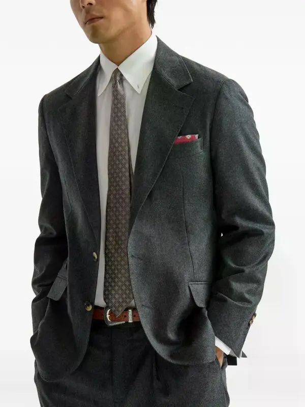 Brunello Cucinelli Virgin-wool Flannel Deconstructed Cavallo Blazer