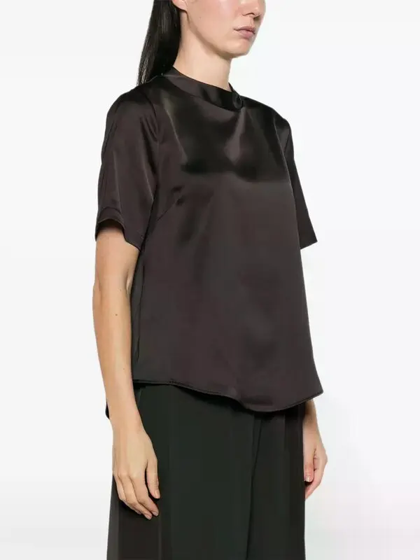 Imperial Satin Finish High Neck Short Sleeve Top