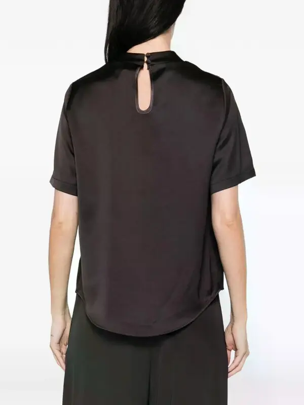 Imperial Satin Finish High Neck Short Sleeve Top