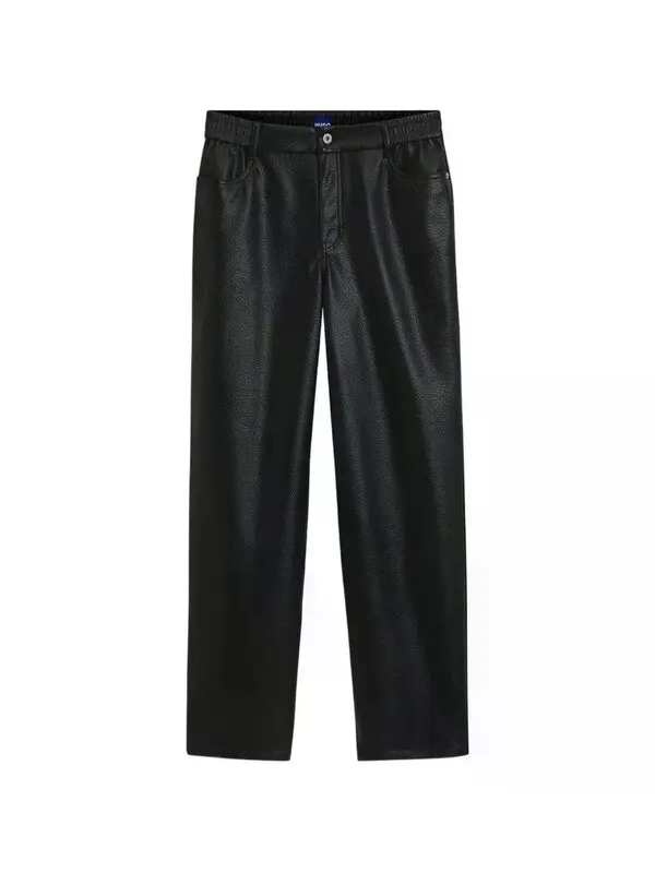 Hugo Relaxed-fit Faux Leather Trousers With Patch Pockets