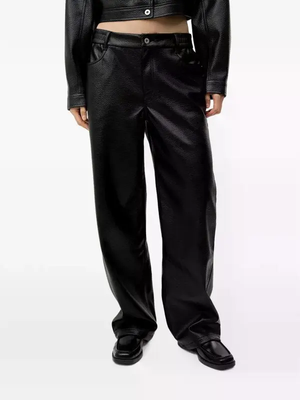 Hugo Relaxed-fit Faux Leather Trousers With Patch Pockets