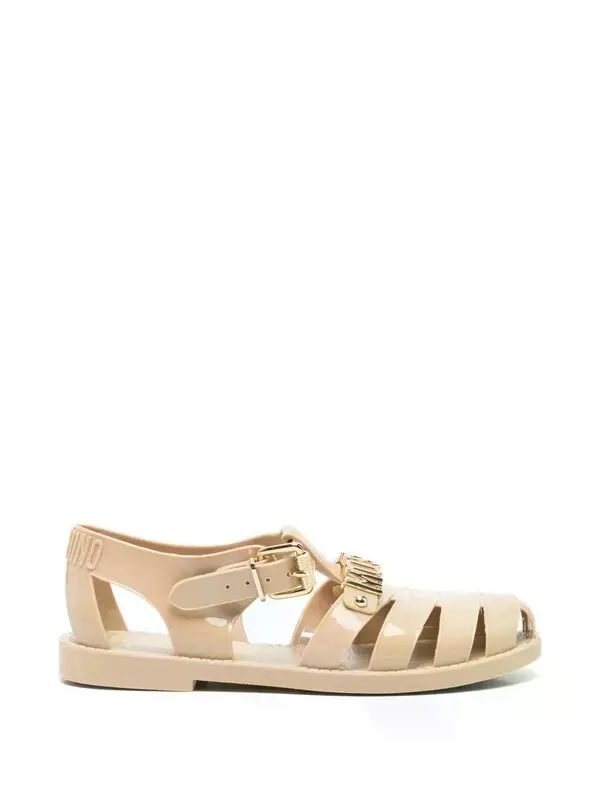 Moschino Plaque Caged Sandals - Neutrals