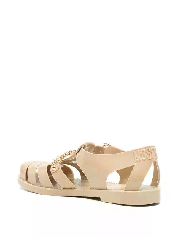 Moschino Plaque Caged Sandals - Neutrals
