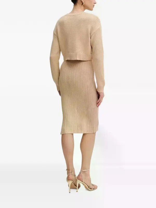 MORGAN Cable-knit Midi Dress And Sweater Set With Button Detail