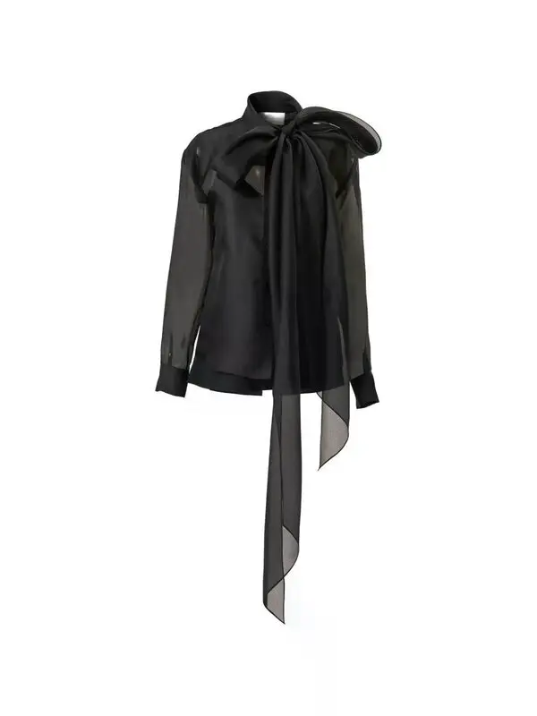 Carolina Herrera Bow-detail Organza Shirt - Black