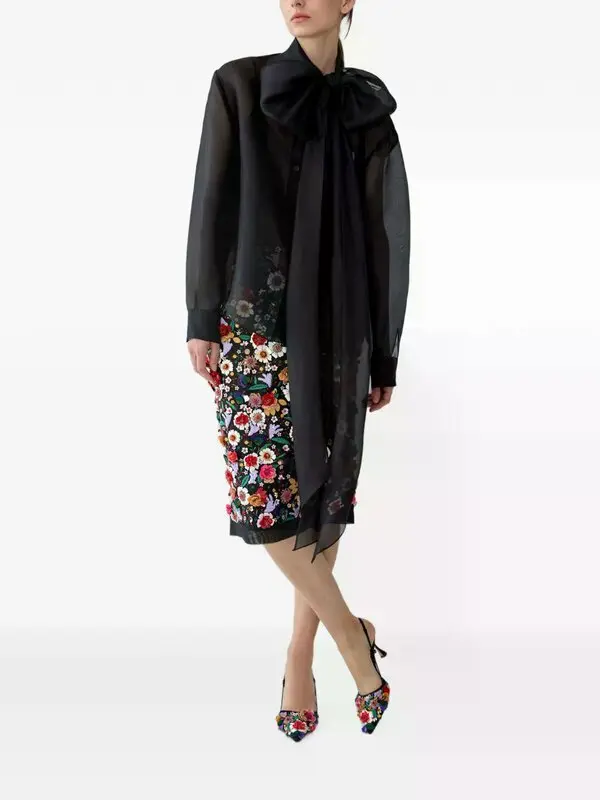 Carolina Herrera Silk Organza Pussy-bow Blouse