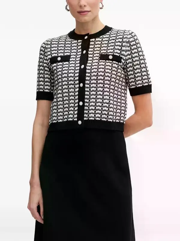 MORGAN Check-pattern Cardigan-layer Mini Dress