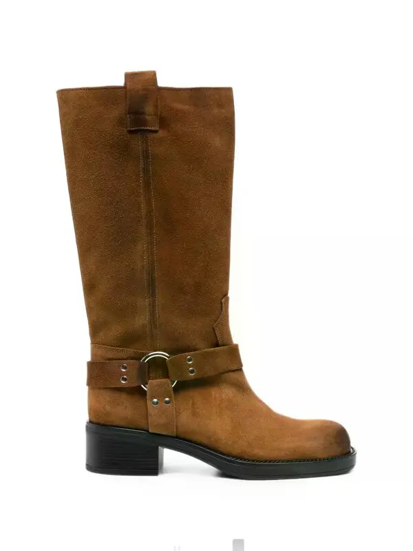 GISEL B Harness-detail Square-toe Boots - Brown
